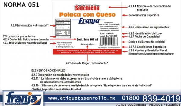 Norma 051 (NOM-051-SCFI/SSA1-2010)